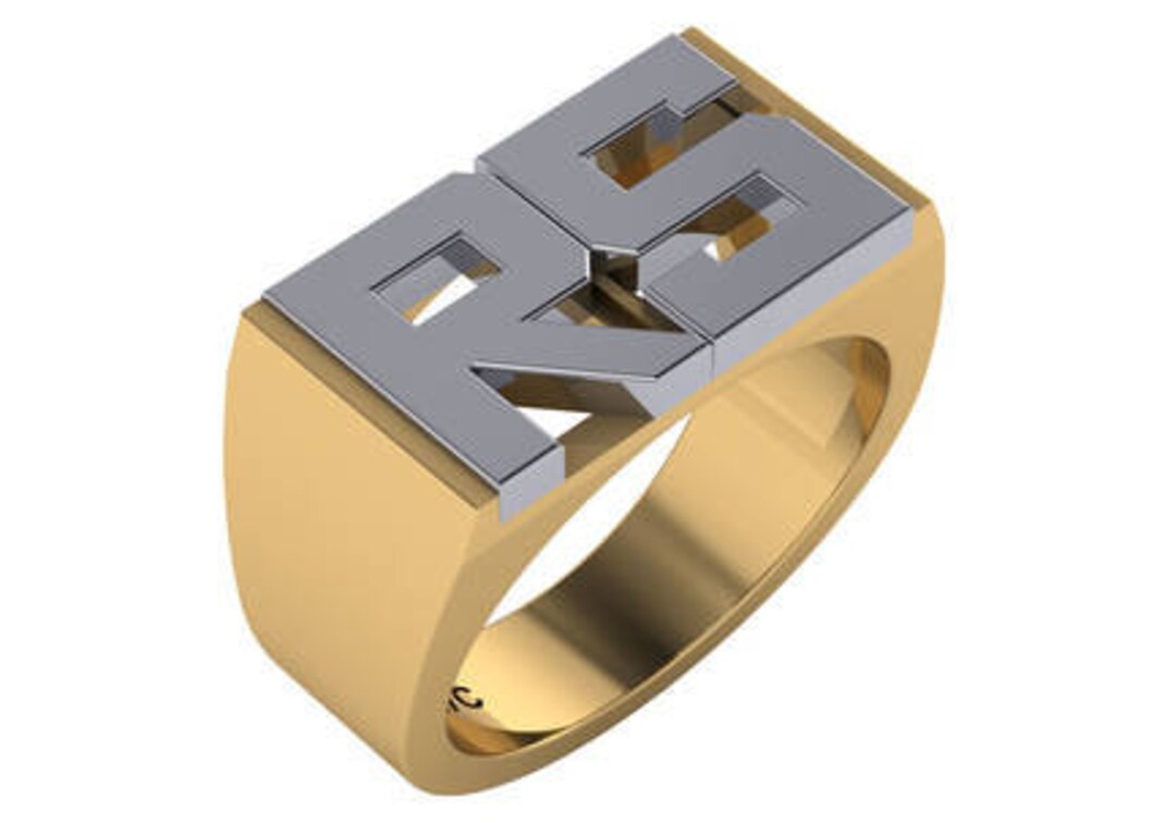 14K Men's Letter Ring - Etsy