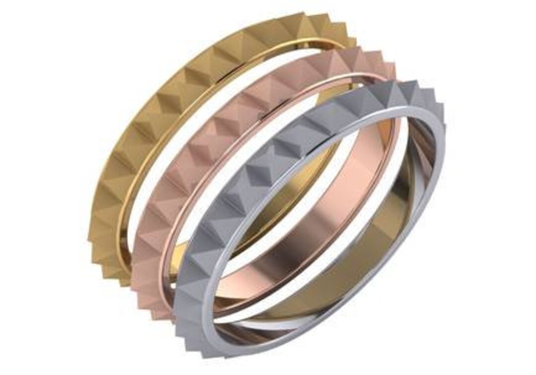 14K Stackable Pyramid Rings - Etsy
