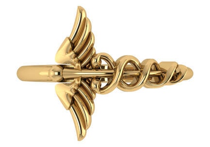 14K Ladies Caduceus Medical Symbol Ring - Etsy