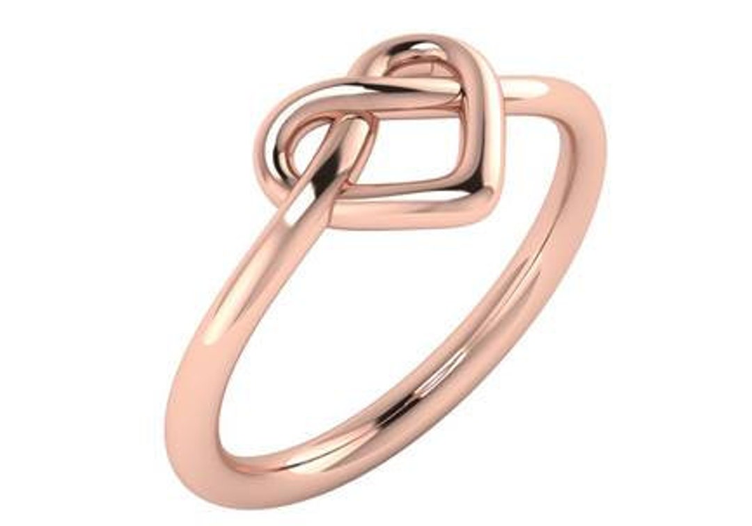 14K Heart Love Knot Anillo de Damas - Etsy España