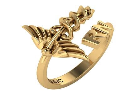 14K Caduceus Medical Nurse RN Symbol Ring - Etsy