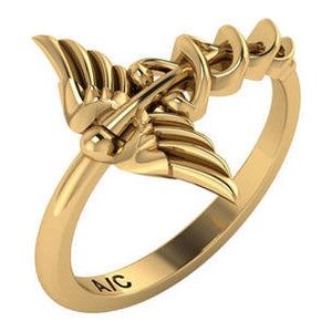 14K Ladies Caduceus Medical Symbol Ring - Etsy