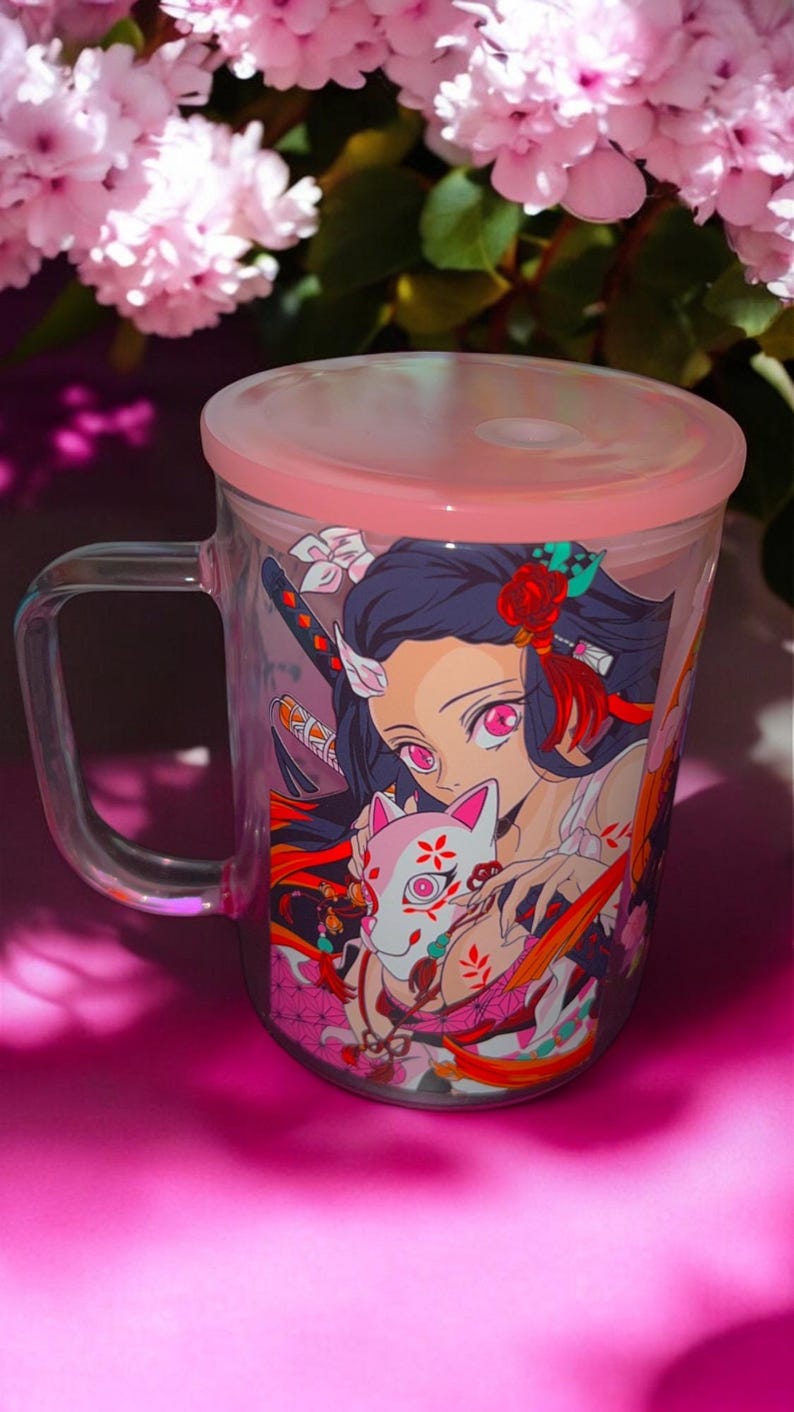 Demon Slayer Nezuko Mug W/lid & Matching Straw - Etsy