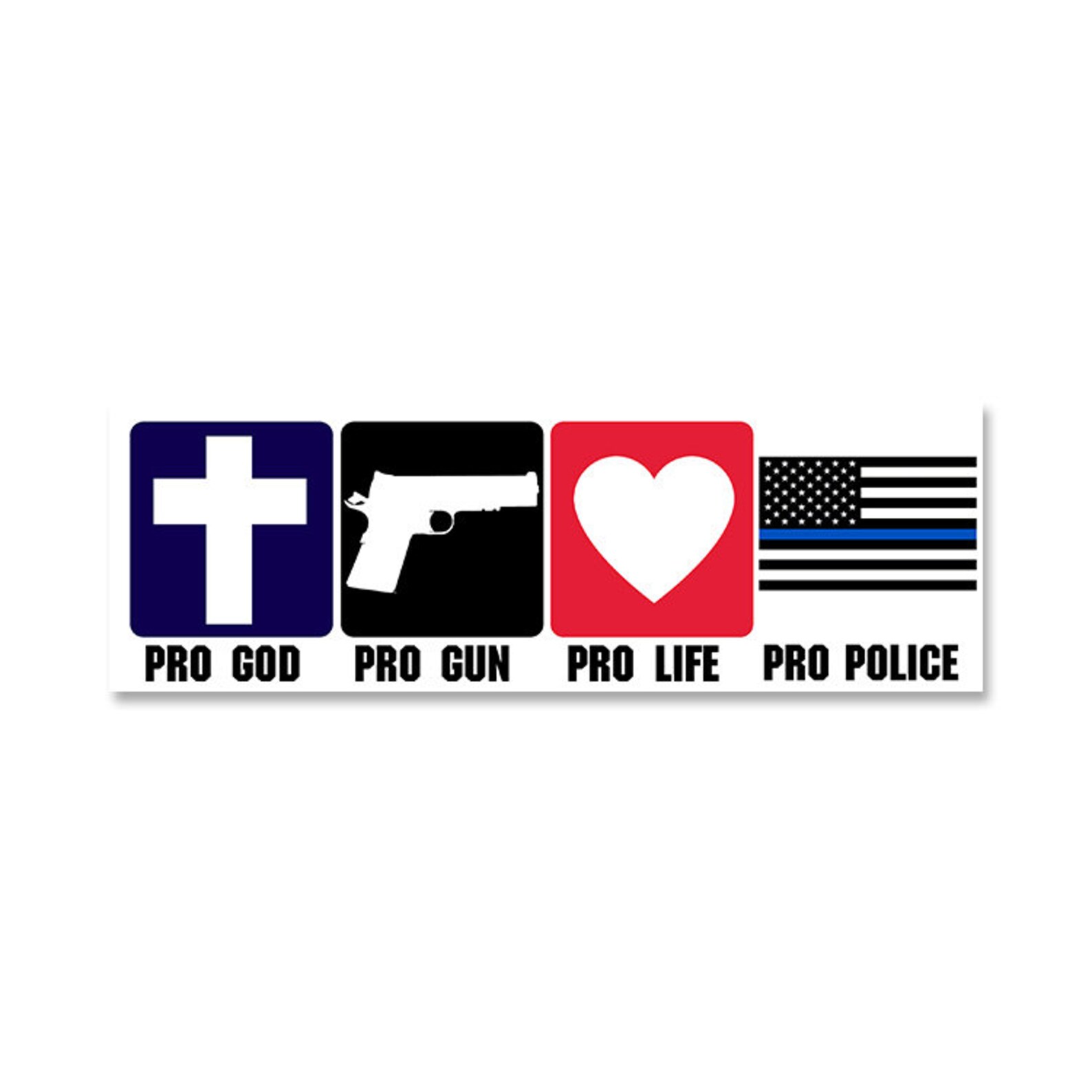 3x9 Inch Pro God Pro Gun Pro Life PRO POLICE Bumper Sticker | Etsy