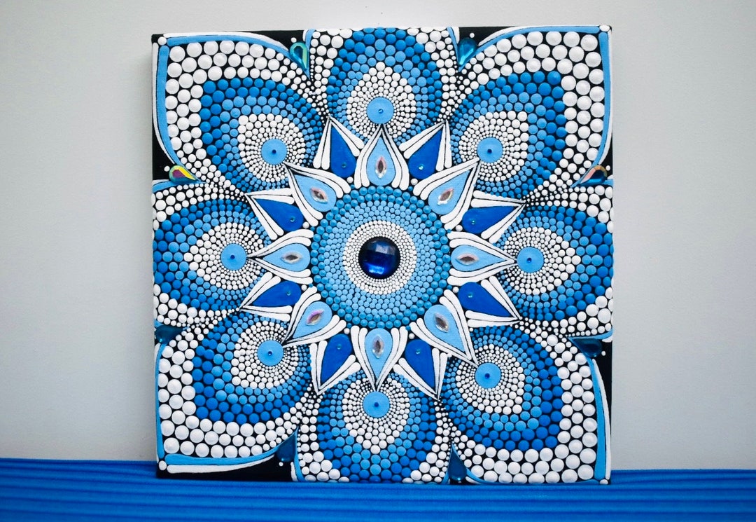 Emma Blue Mandala Dot Pittura Su Tela, Dot Mandala, Dotting, Dot Art ...