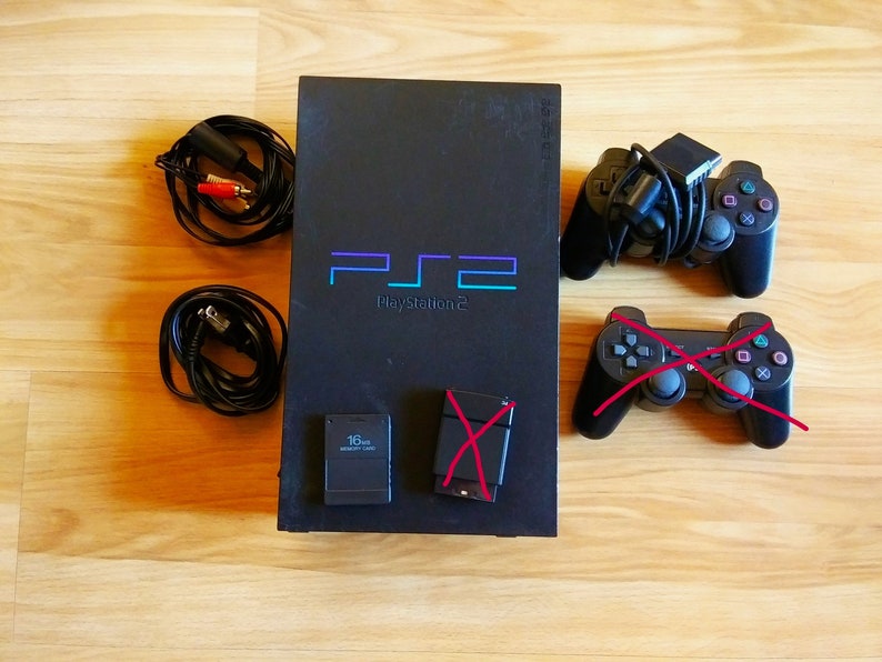 Sony Playstation 2 Fat PS2 Black Console SCPH-3001 W/controller, Memory ...