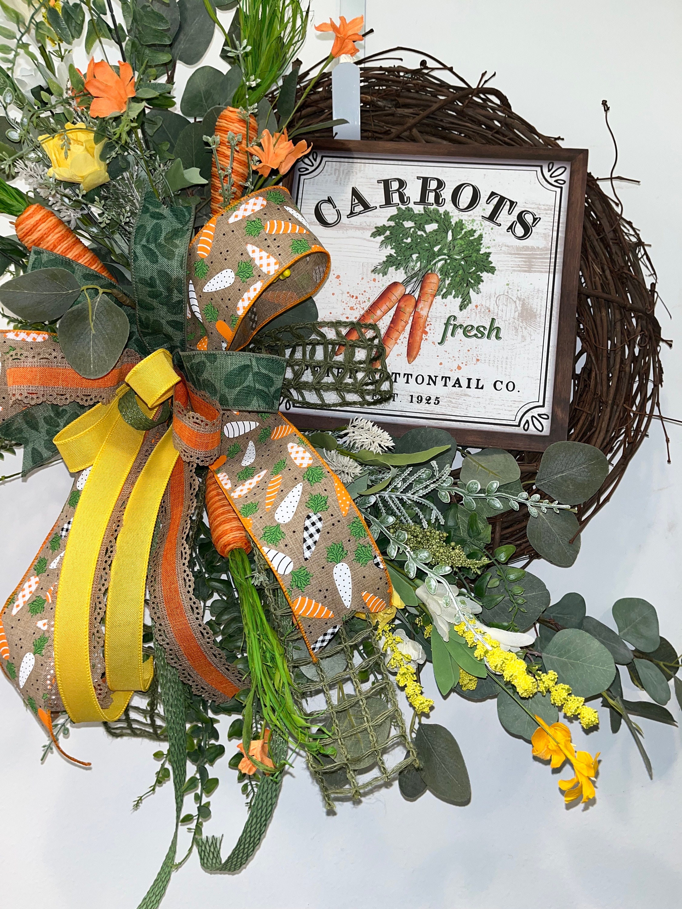 Easter Twig Grapevine Wreath, Bunny Grapevine, Easter Floral Grapevine ...