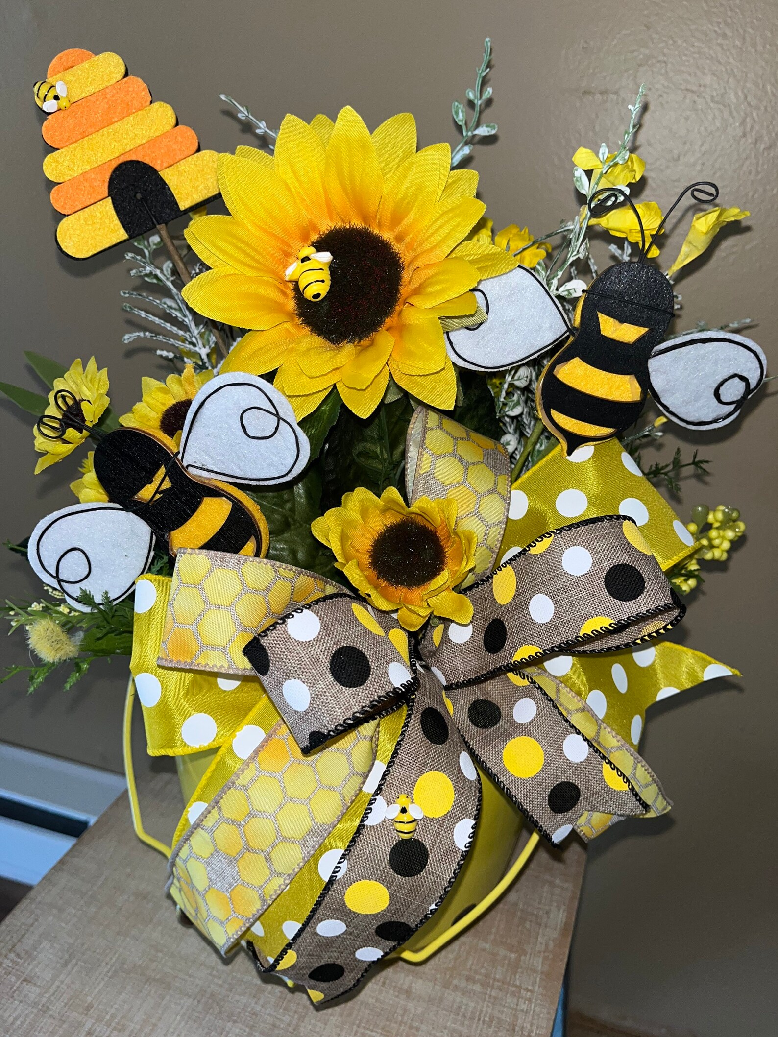 Beehive Sunflower Arrangement, Summer Floral Centerpiece - Etsy