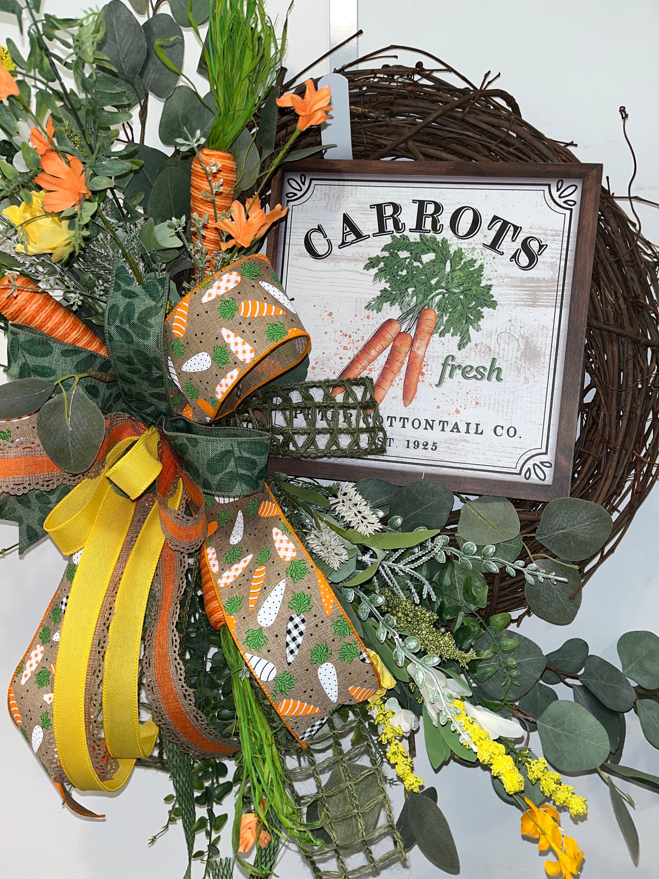 Easter Twig Grapevine Wreath, Bunny Grapevine, Easter Floral Grapevine ...