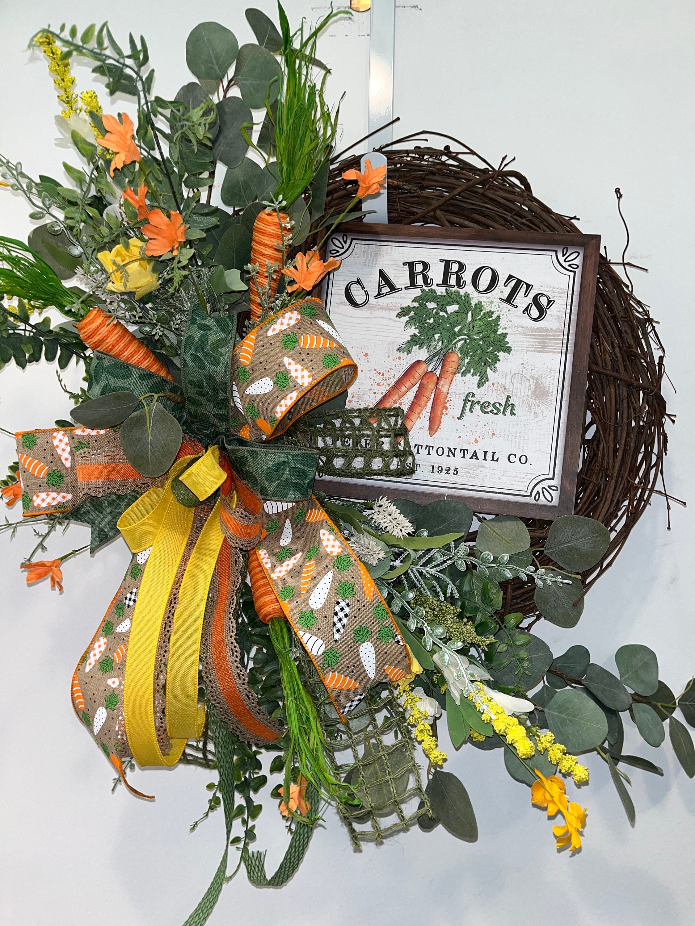 Easter Twig Grapevine Wreath, Bunny Grapevine, Easter Floral Grapevine ...