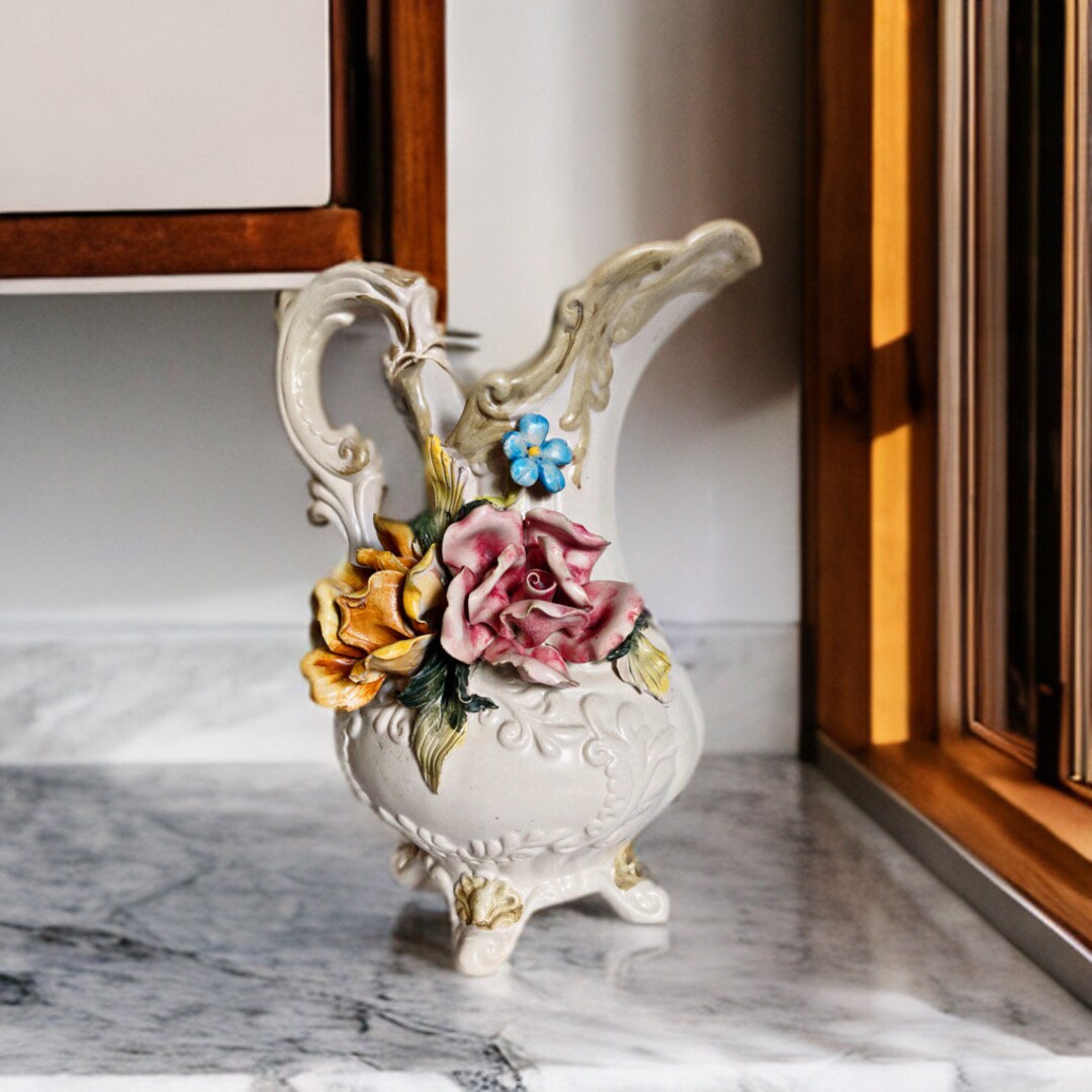 Capodimonte Vase Floral Pitcher / Made in Italy - Etsy