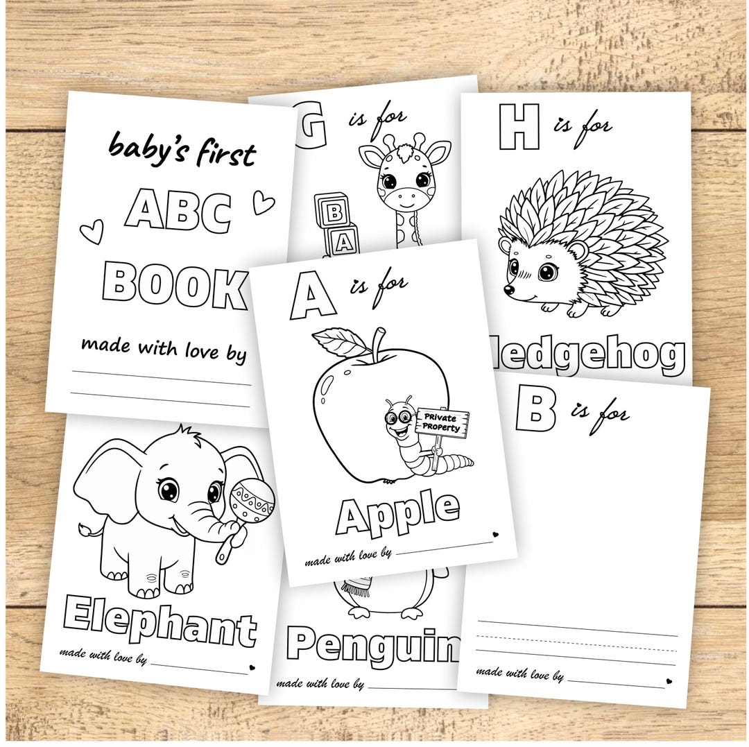 Baby Shower ABC Book, Coloring Pages, Baby’s First Alphabet Book, Blank ...