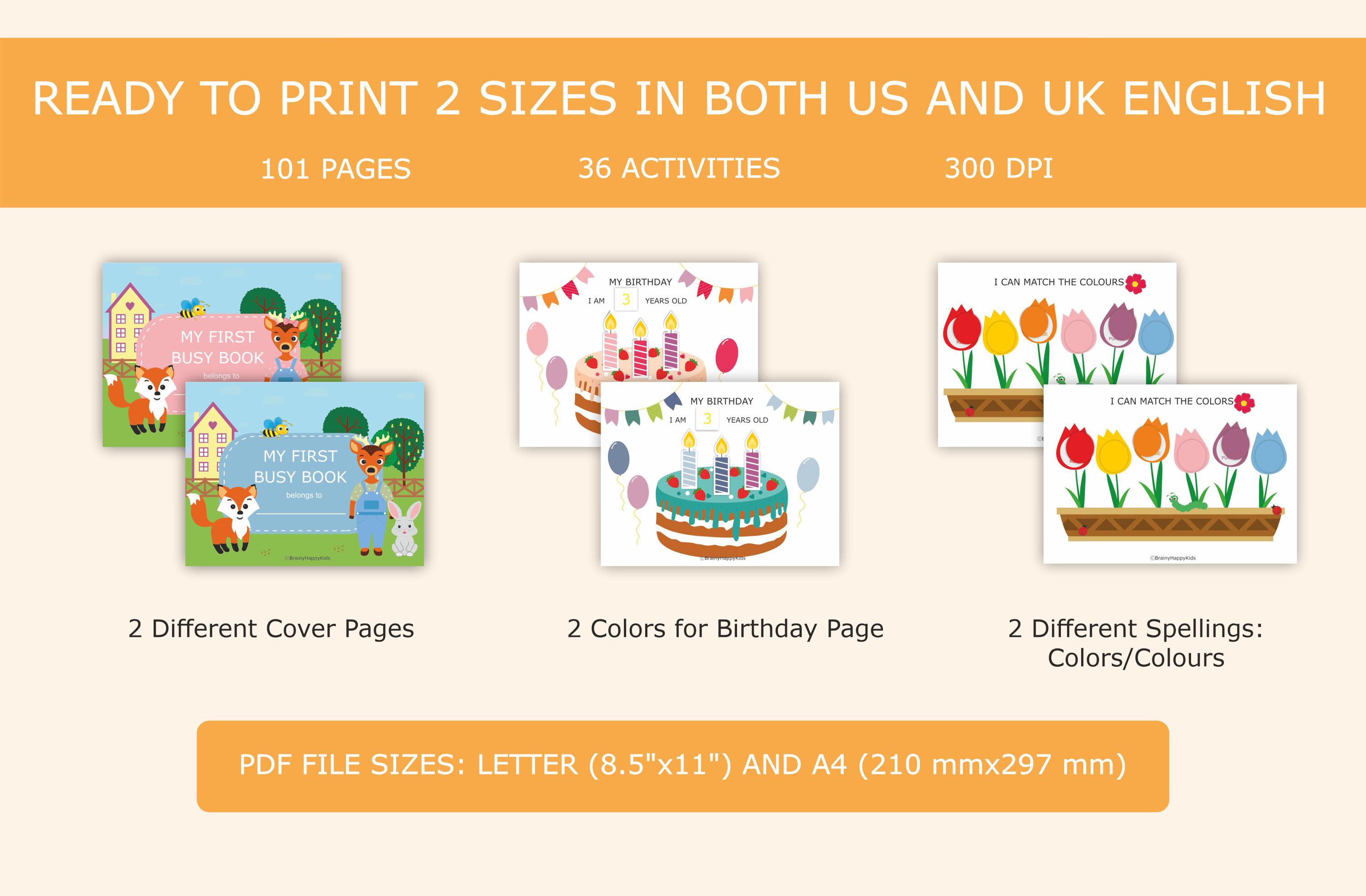Toddler Busy Book Printable, Kids Quiet Book, Learning Binder ...