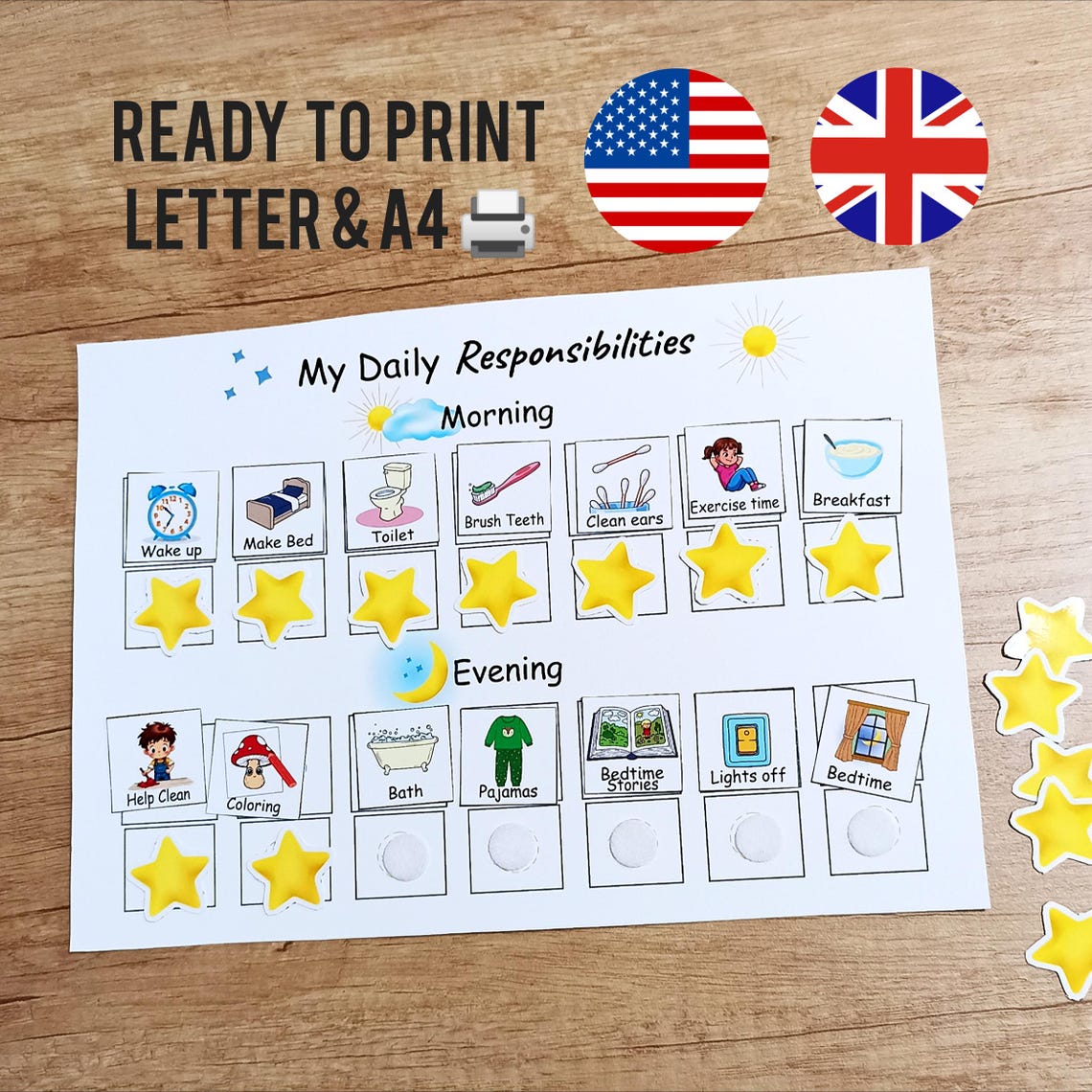 Chore Chart for Kids, Daily Responsibilities, Adhd, Autism Schedule ...
