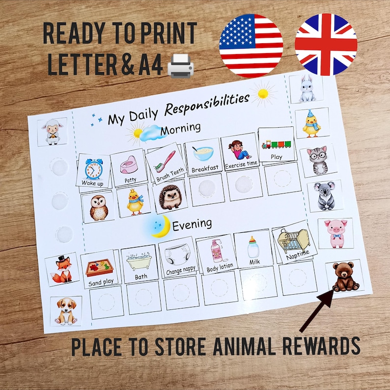 Printable Routine Flip Chart for Kids, ADHD Daily Responsibilities ...