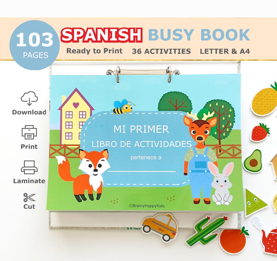 Spanish Busy Book Printable, Kids Quiet Book, Spanish Toddler Learning ...