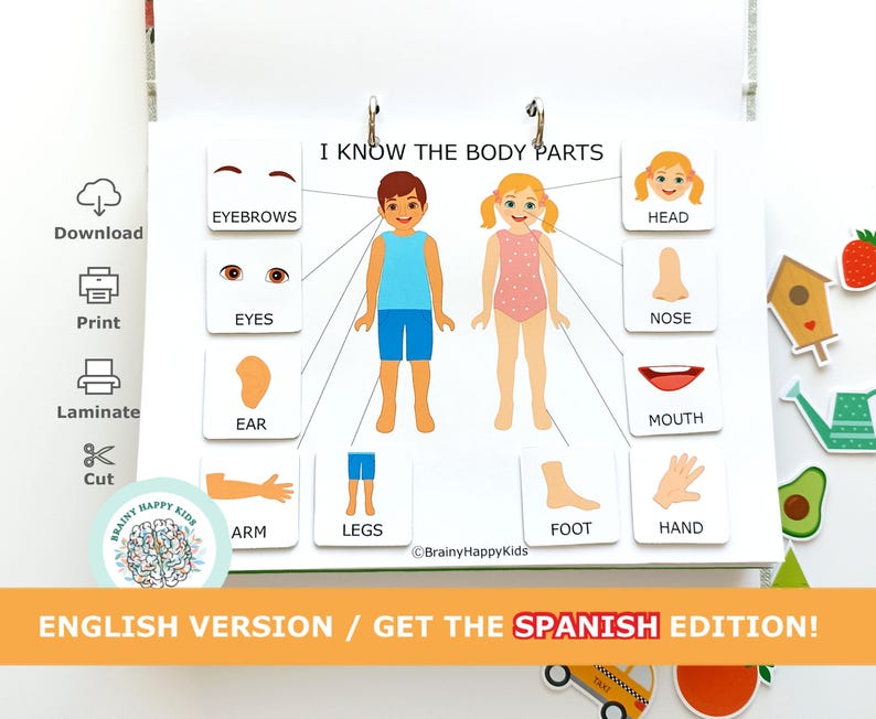 Spanish Toddler Busy Book Printable, Kids Quiet Book, Spanish Learning ...