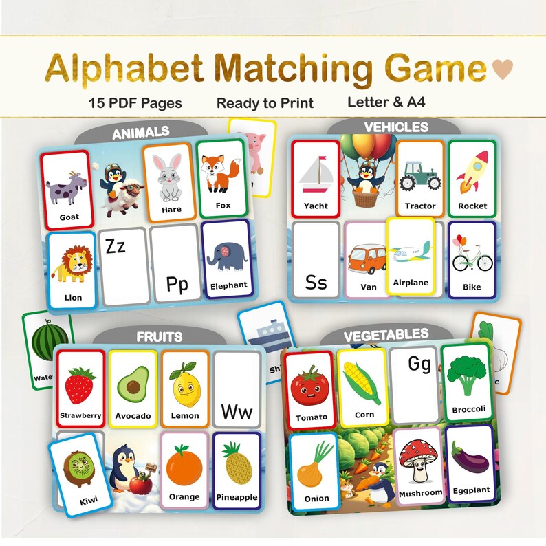 ABC Matching Activity for Kids, Alphabet Busy Book, Preschool ...