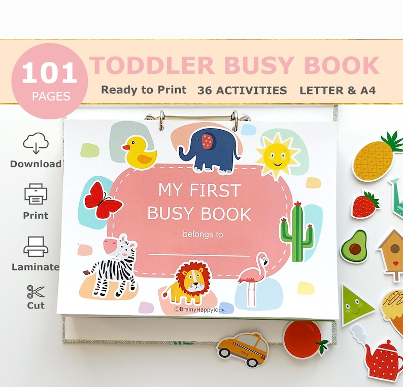 Toddler Busy Book Printable, Learning Binder, Kids Quiet Book ...