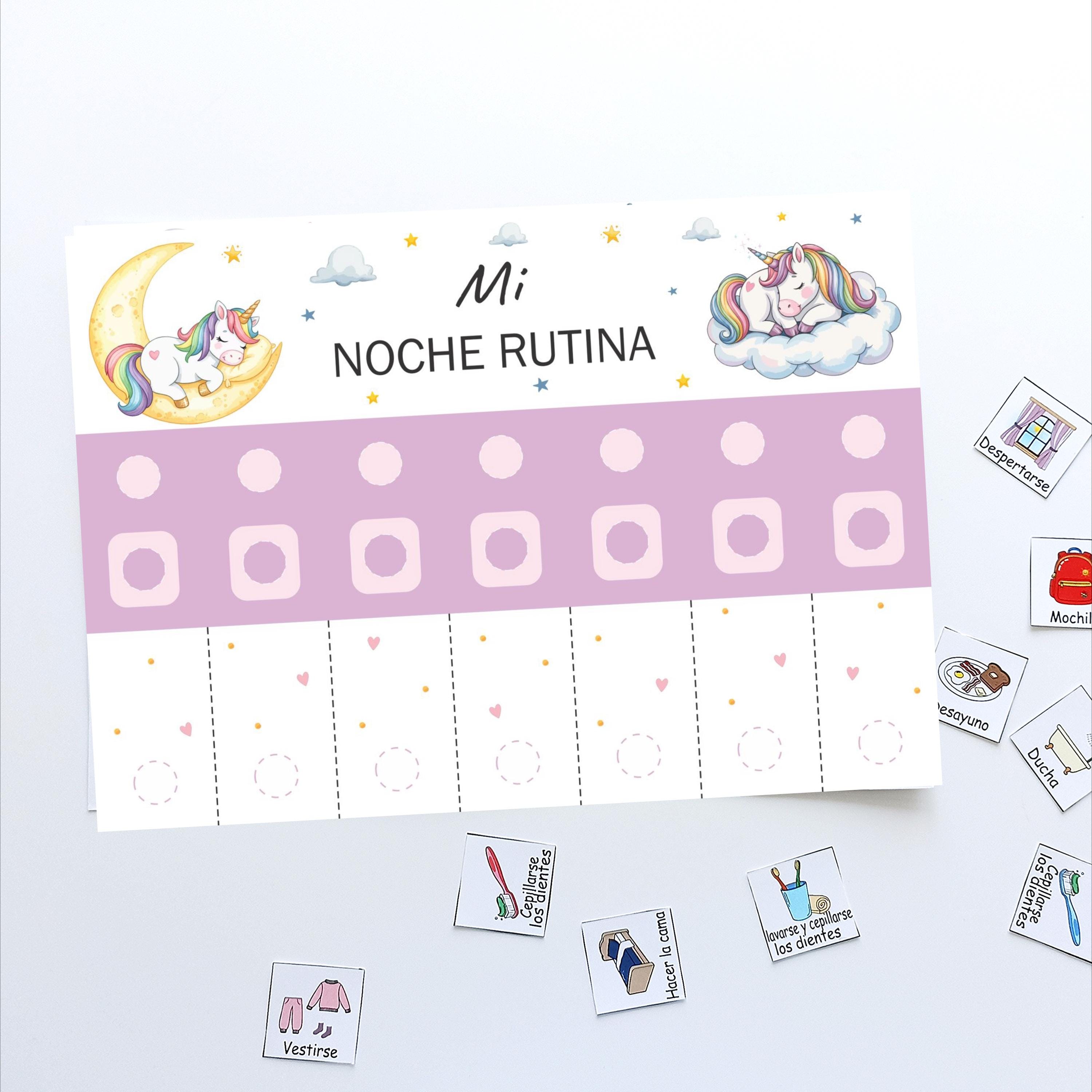 Tablero De Rutinas Diarias Para Niños, Unicornio, Mañana, Tarde Y Noche ...