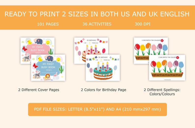 Toddler Busy Book Printable, Kids Quiet Book, Learning Binder ...