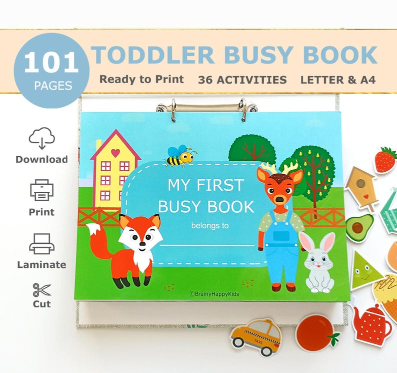 Toddler Busy Book Printable, Kids Quiet Book, Learning Binder ...