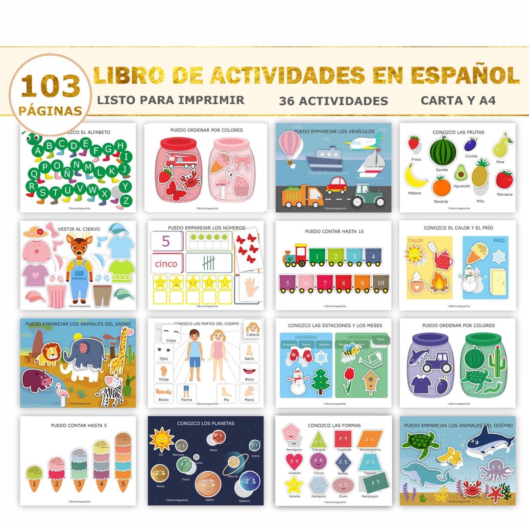 Spanish Busy Book Printable, Toddler Learning Binder, Kids Quiet Book ...