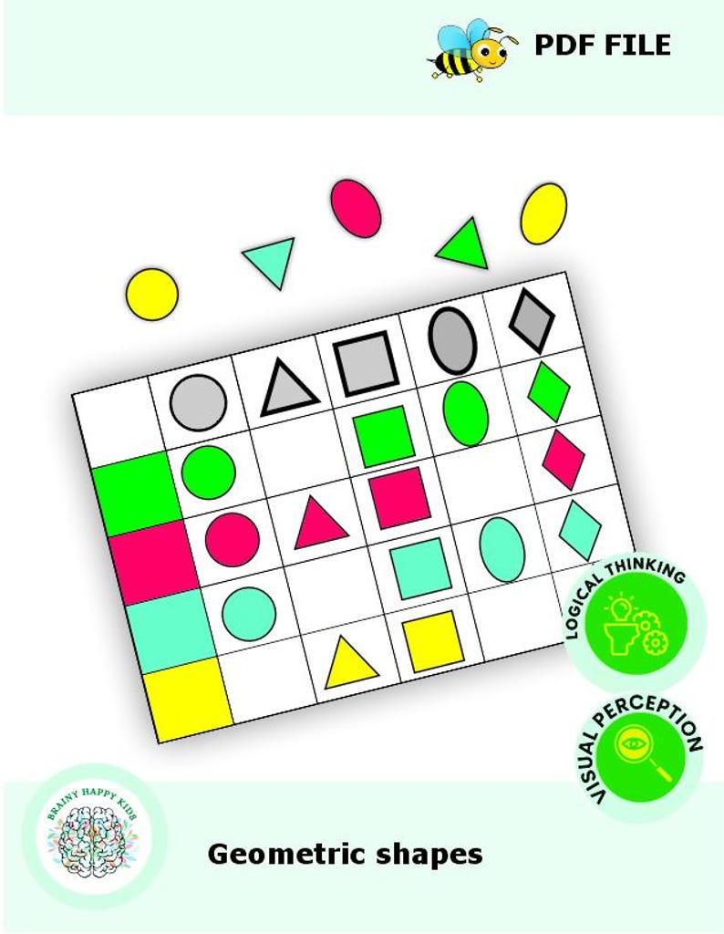 Geometric Shapes Activity Game Montessori Printable Montessori Toddler ...