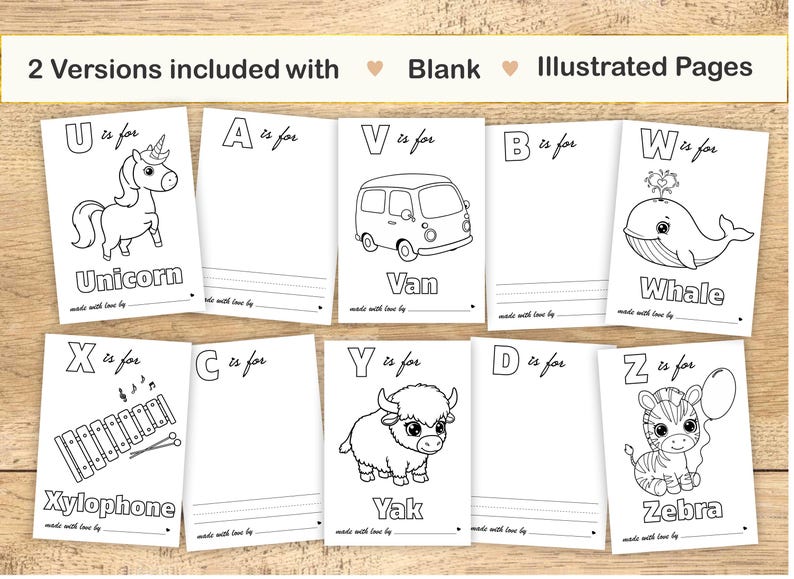 ABC Baby Shower Coloring Book, Baby’s First Alphabet Book, Blank ABC ...