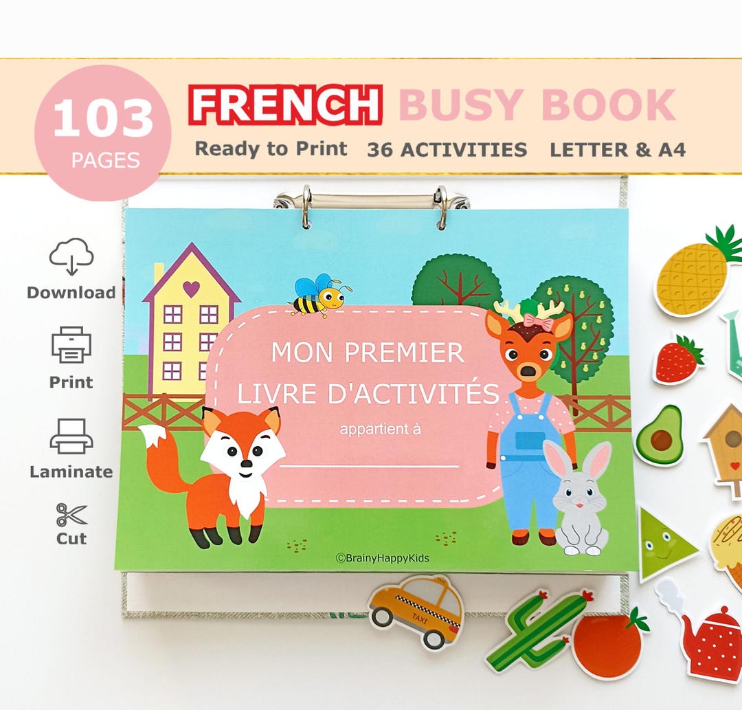 French Busy Book Printable, Kids Quiet Book, French Toddler Learning ...