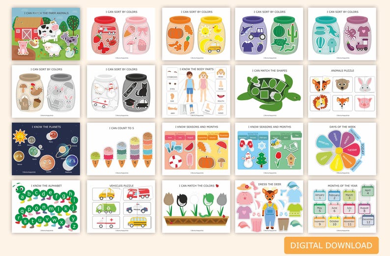 Toddler Busy Book Printable, Kids Quiet Book, Learning Binder ...