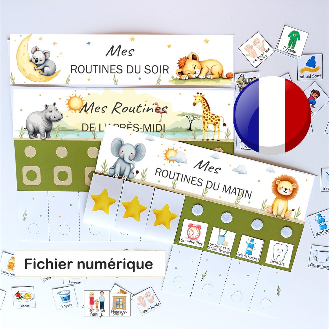 Tableau De Routine Du Matin Soir Pour Enfants, French Morning and ...