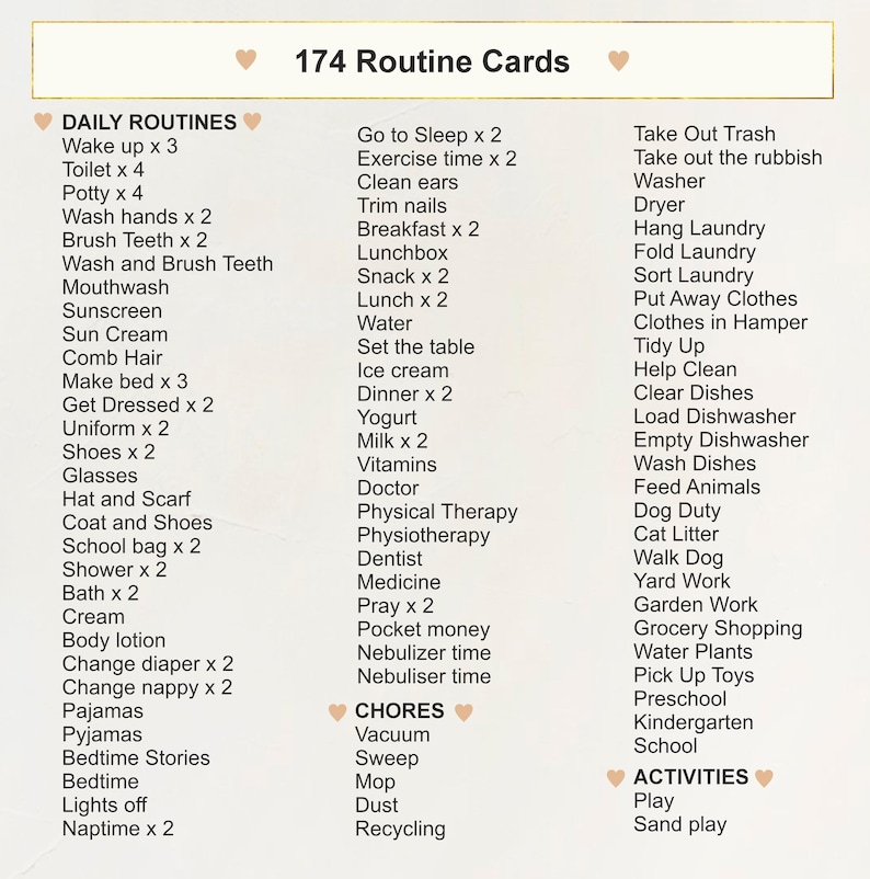 Chore Chart for Girls, Daily Responsibilities, Printable Daily Routine ...