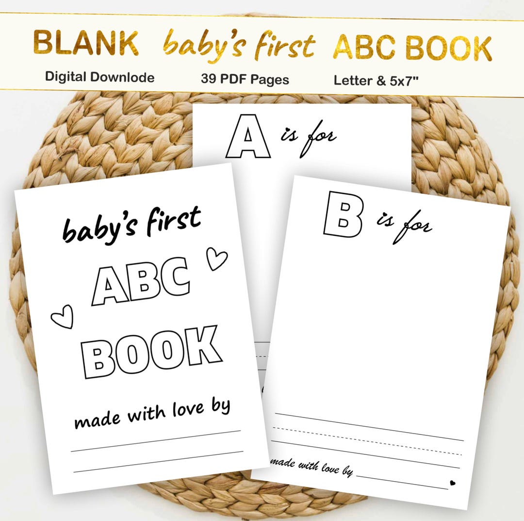 Blank Alphabet Book, Baby Shower ABC Game, Drawing Activity, Diy Babys ...