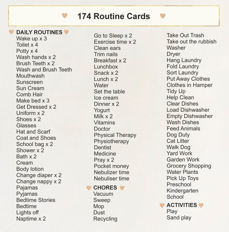 Chore Chart for Kids, Daily Responsibilities, Adhd, Autism Schedule ...