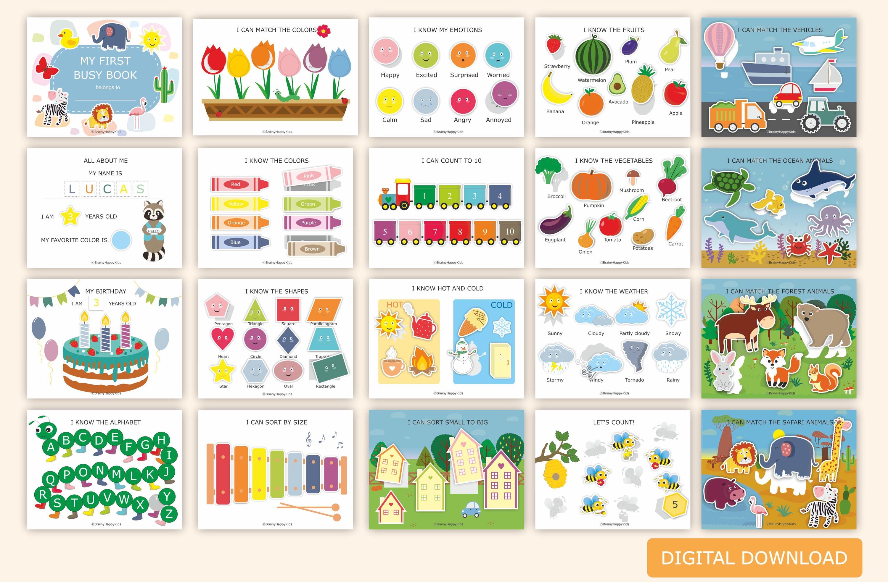 Toddler Busy Book Printable, Kids Quiet Book, Learning Binder ...