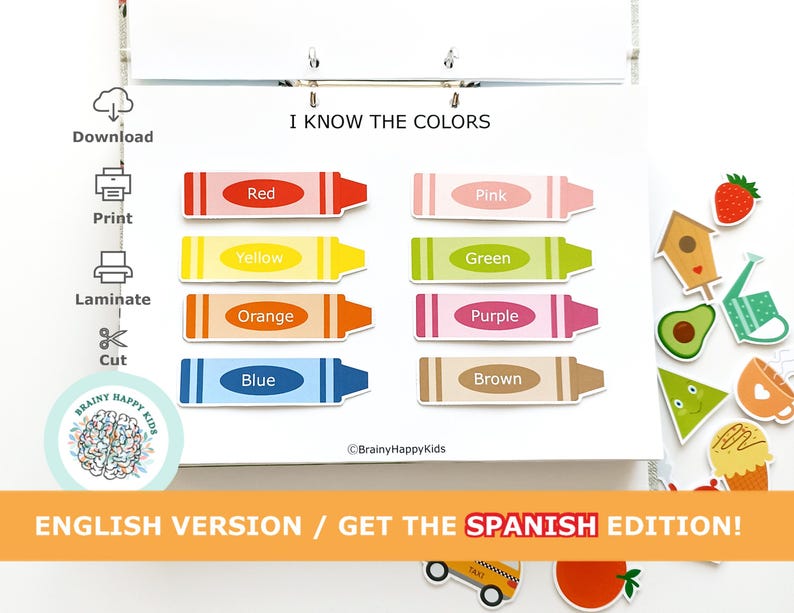 Spanish Toddler Busy Book Printable, Kids Quiet Book, Spanish Learning ...