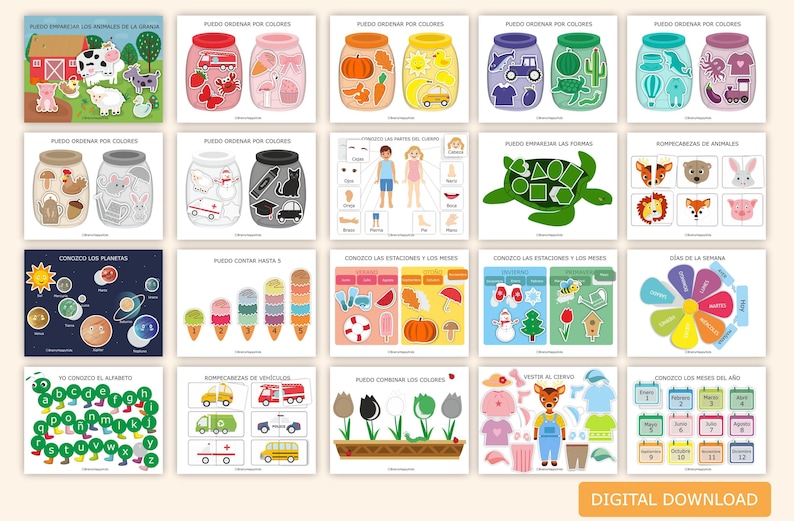 Spanish Toddler Busy Book Printable, Kids Quiet Book, Spanish Learning ...