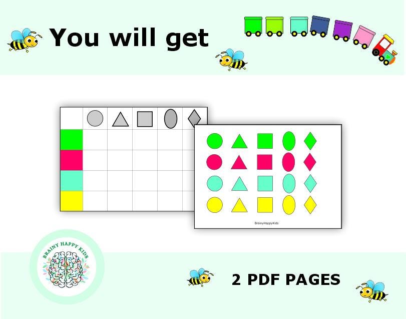 Geometric Shapes Activity Game Montessori Printable Montessori Toddler ...