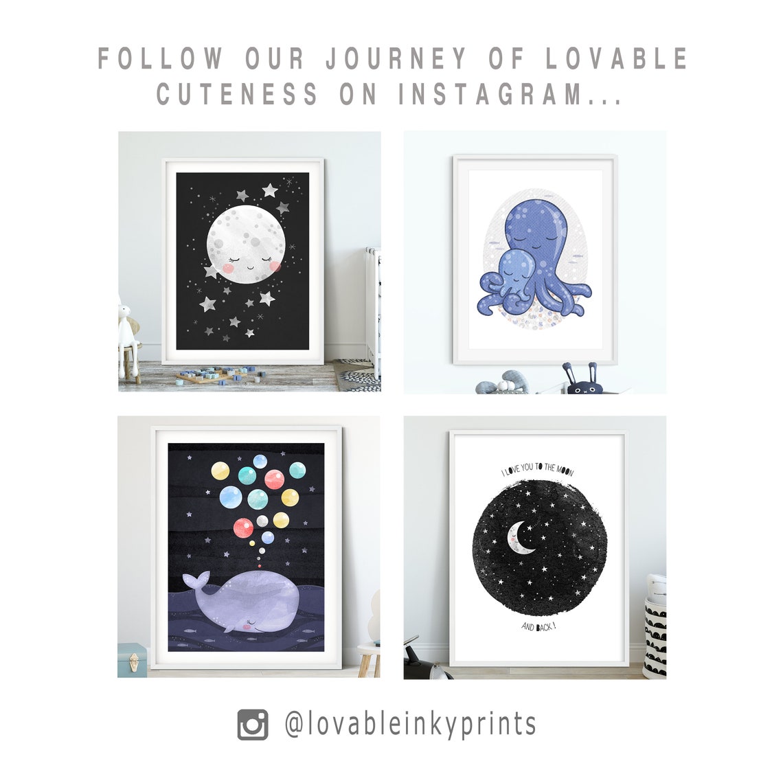 Space Themed Nursery, Space Poster, Moon and Stars Print, Nursery ...