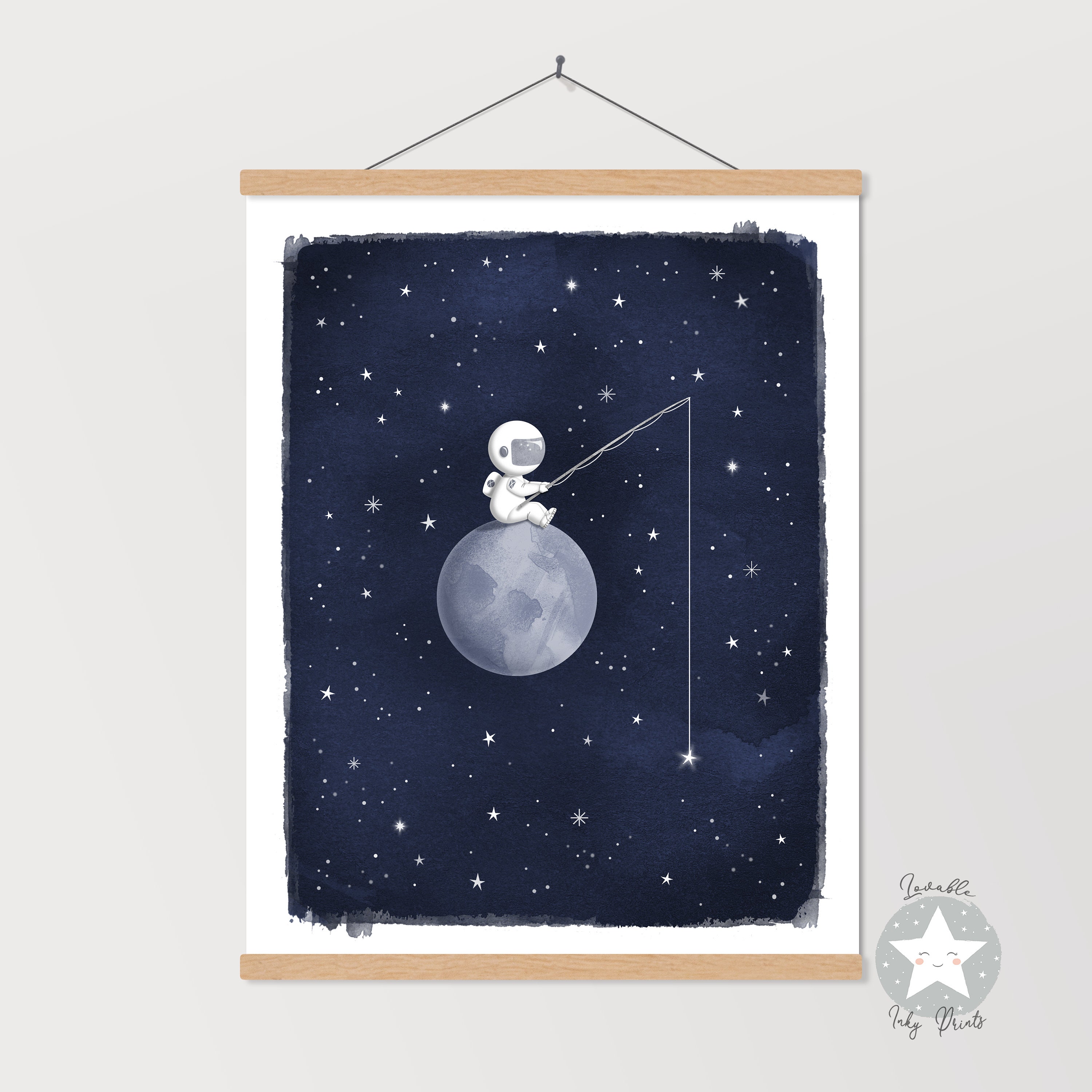 Space Themed Nursery Wall Art Starry Night Printable Navy | Etsy