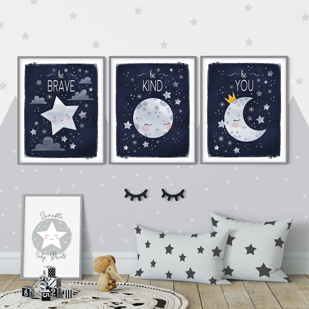 Set of 3 Space Themed Nursery Decor Prints, Whimsical Outer Space ...