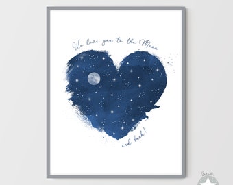 Love You to the Moon and Back Space Printable Wall Art - Etsy