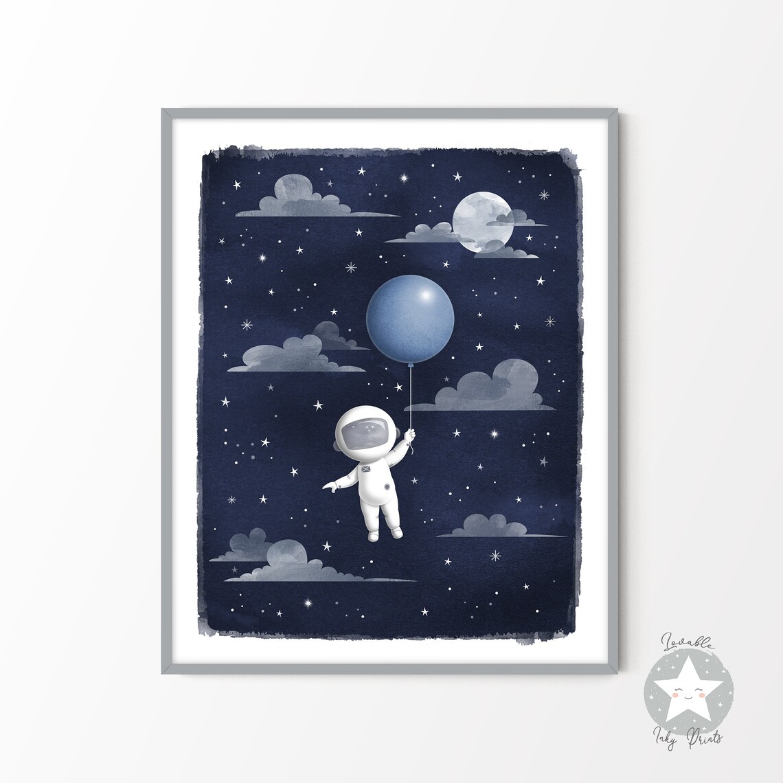 Astronaut in Space Nursery Print Outer Space Themed Kids - Etsy