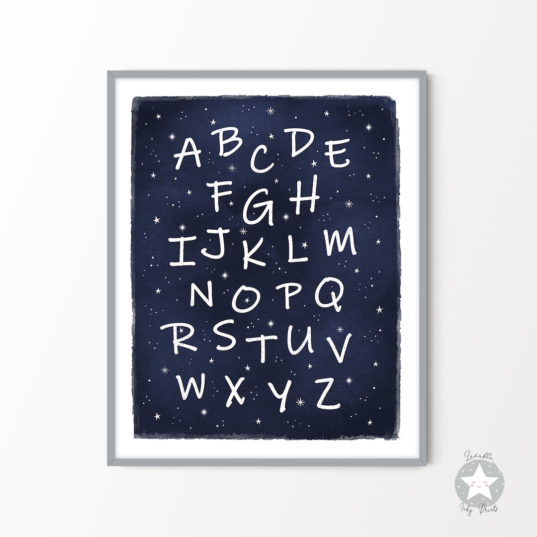 ABC Space Themed Nursery Decor Poster, Printable Alphabet Educational ...