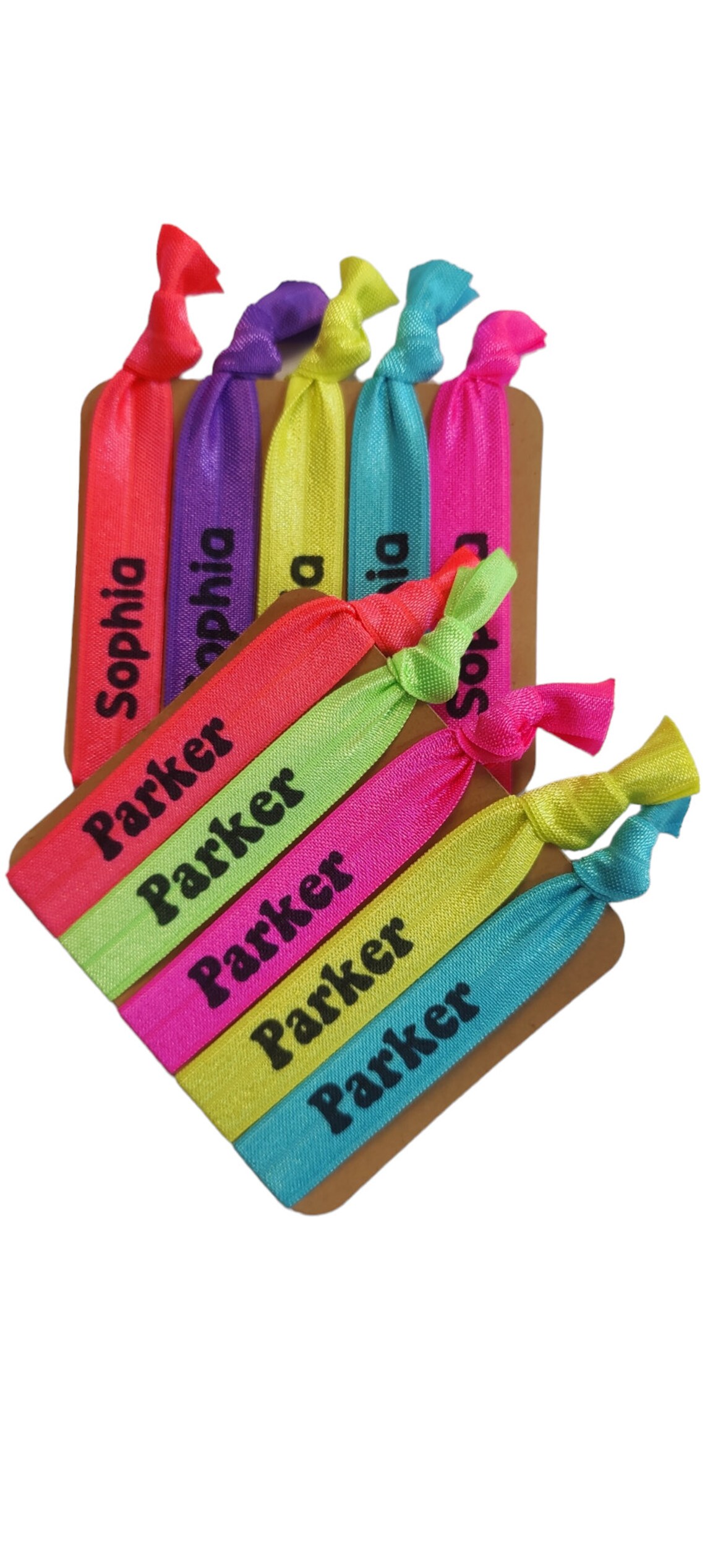 5 Piece Tie Set - Name or 2 Words -includes 5 Ties on Cards-neon Custom ...