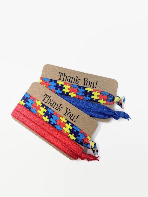 Autism Awareness Thank You Card W/2 Ties Hairties /bracelets | Etsy