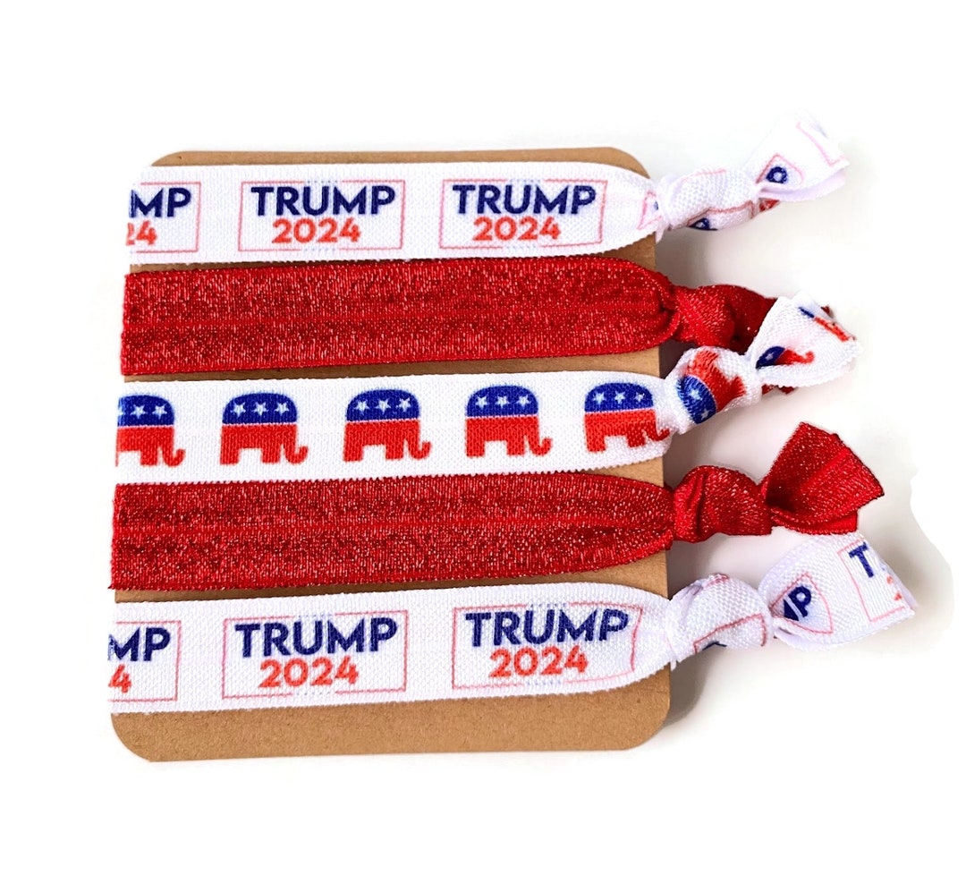 Trump Gift Set- 5 Bracelets, Arm Bands, or Hair Ties Red, Blue, White ...