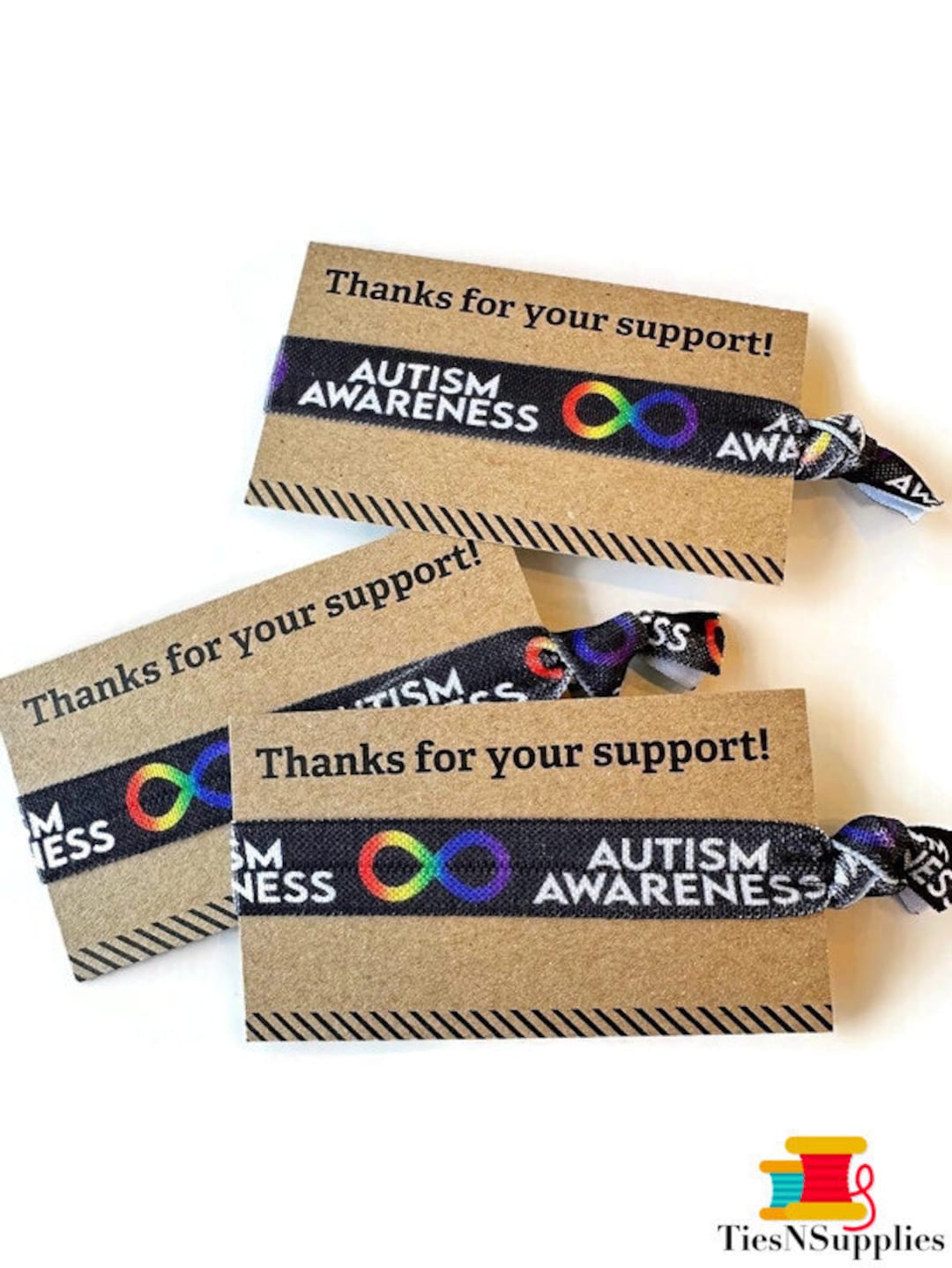 Black Autism Awareness Thanks for Your Support -card W/ Elastic Band ...