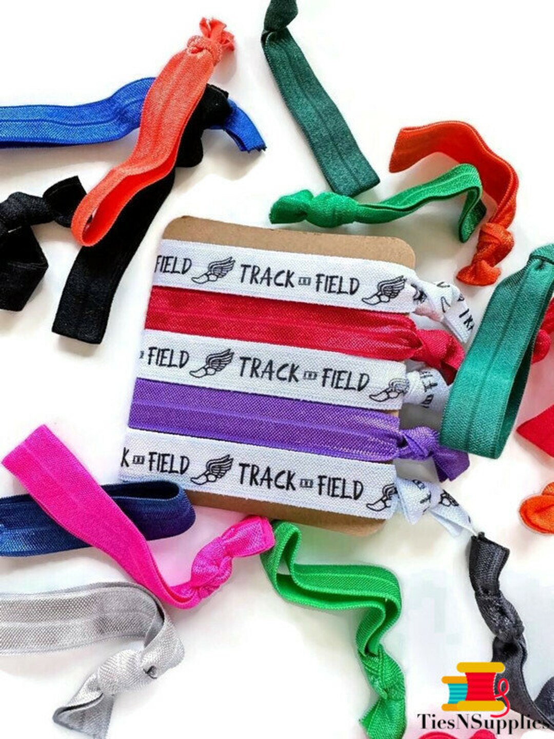 Track and Field Gift Set- Card With 5 Ties - Hairties /bracelets/ Wrist ...